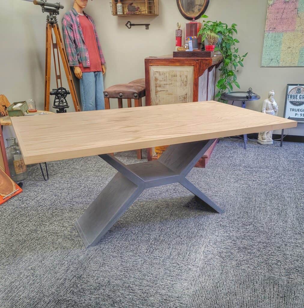 65" Modern Oak Table w/ Apex Base - True Grit Woodworking